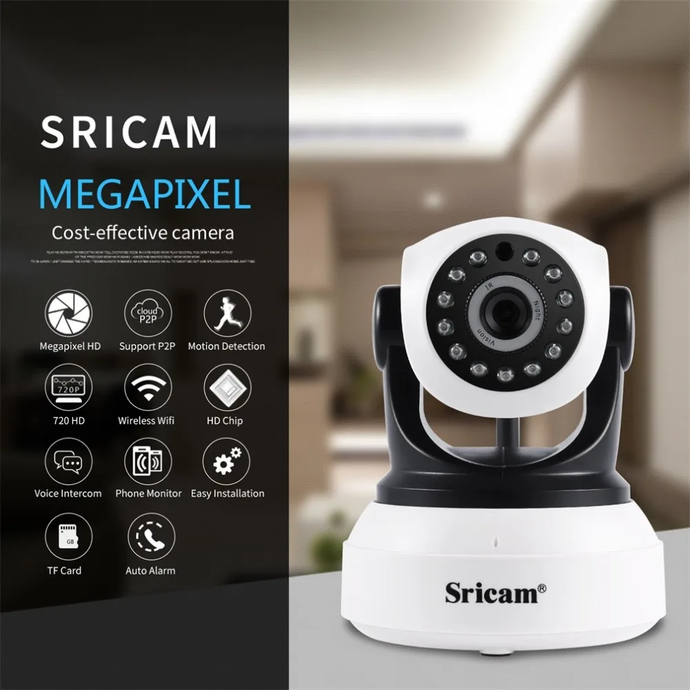 Sricam sp017 720phd ip 카메라 무선 ir 야간 투시경 카메라 nvr p2p 모션 감지 pantilt 실내 감시 ...