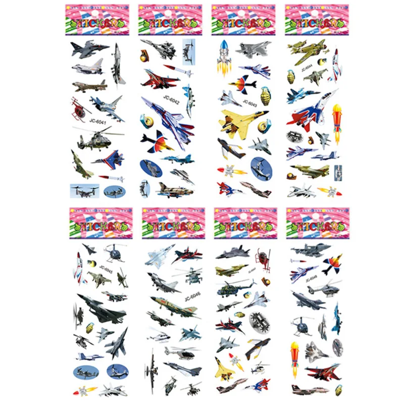 8 Sheets/Pack Aircraft Fighter Rocket Pattern Stickers for Kids Boys ...