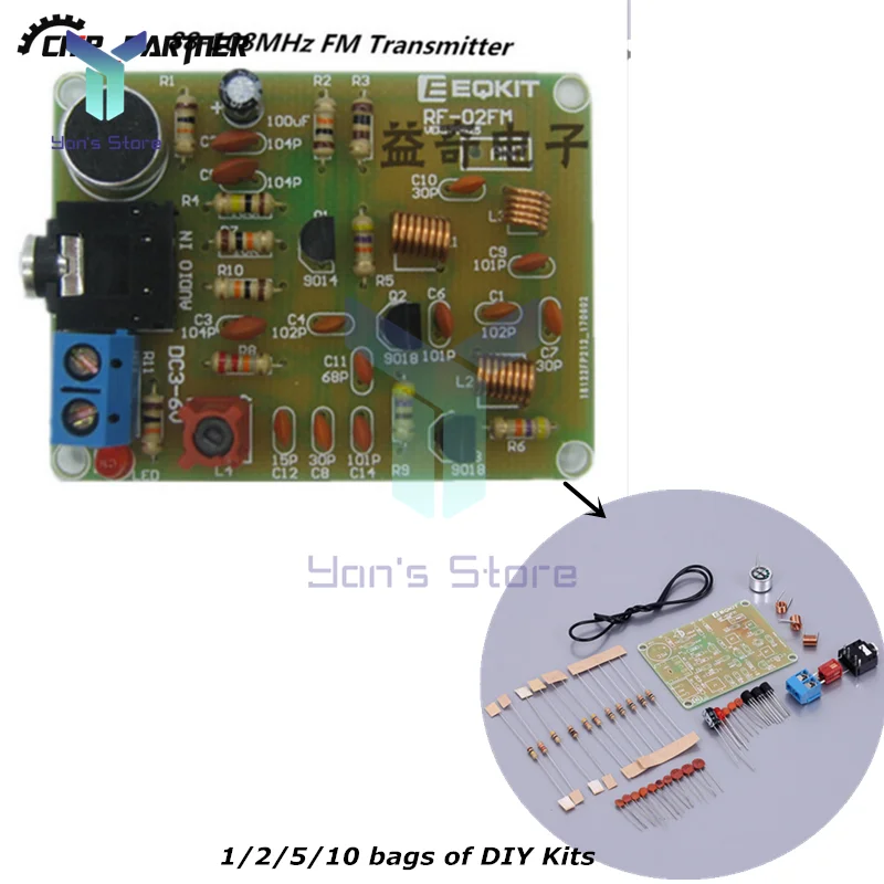 88-108MHz FM 송신기 모듈 전자 DIY 키트 주파수 무선 마이크 송신기 보드 부품 DC 3-6V FM 모듈