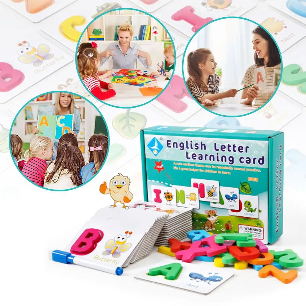 Wooden Alphabet Letter Learning Cards Set Word Spelling Practice Game ...