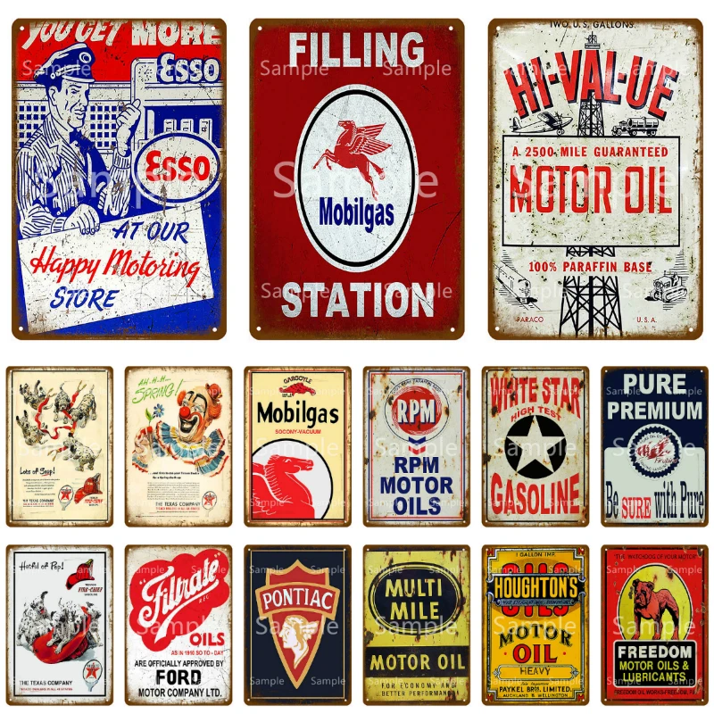 Vintage Metal Gas Station Signs