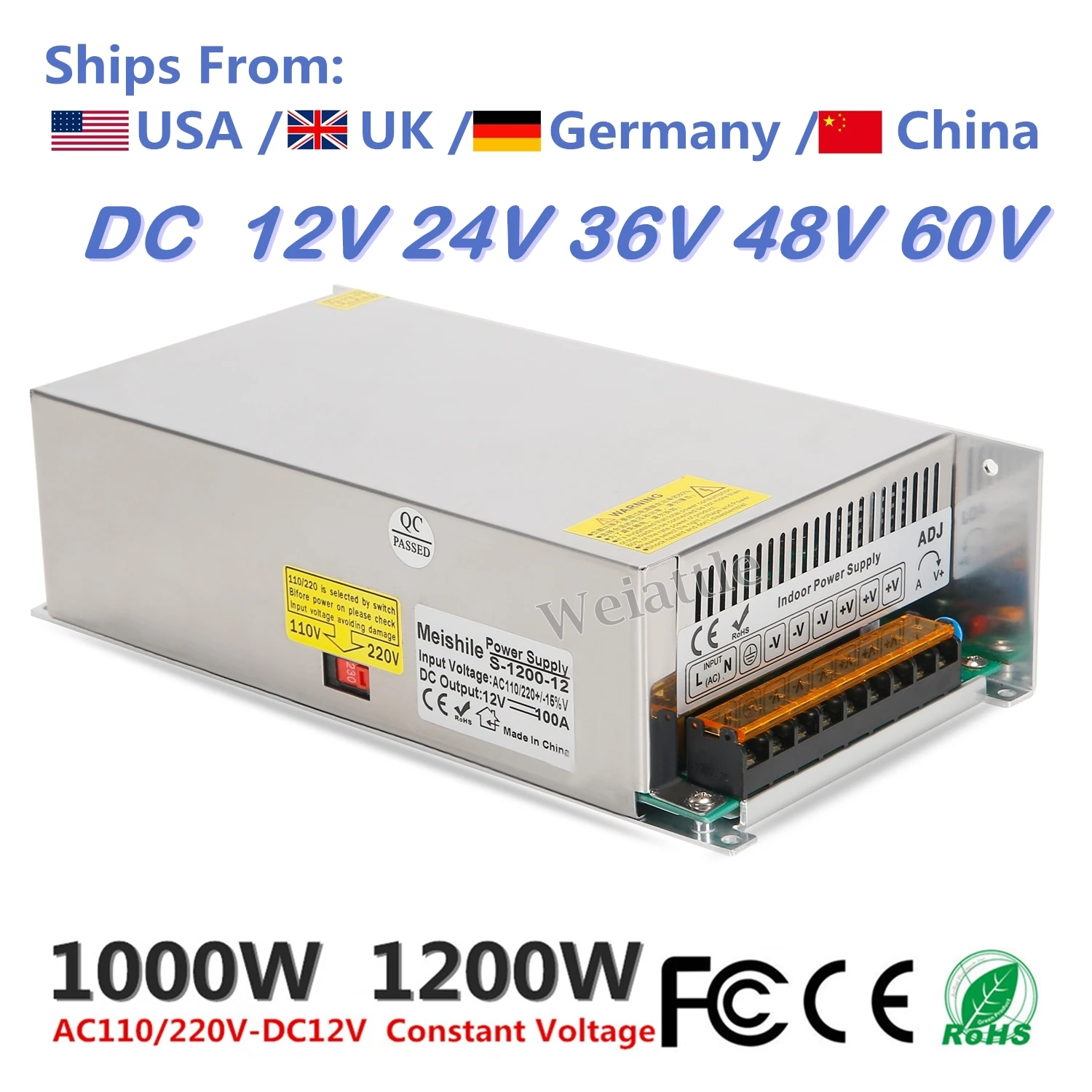 12V 15V 18V 24V 30 36V 48V 60V 1000W 1200W 110 220V AC DC LED Driver Switching Power Supply ...
