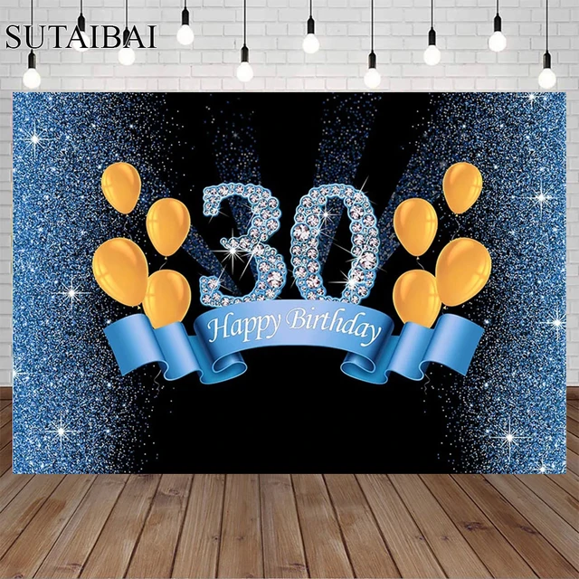 Happy 30th Birthday Background Silver Glitter Birthday Portrait Party ...