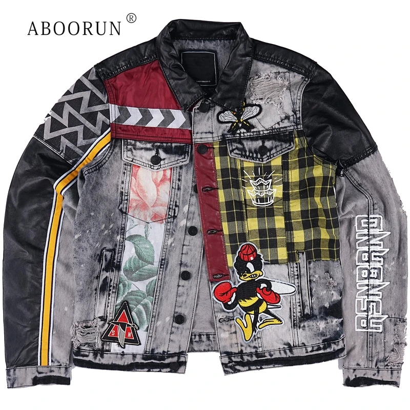 Patchwork Jacket Hip Hop Jeans | Men Jean Patchwork Jacket | Denim ...