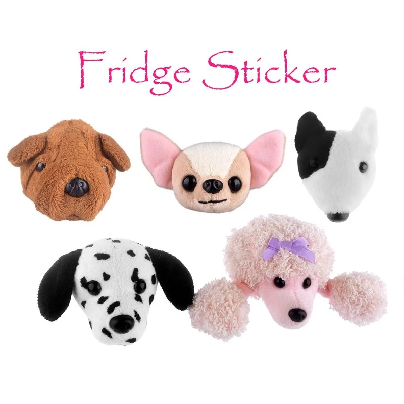 Plush Toy Refrigerator Sticker Fridge Magnet Dogs Head Stuffed Poodle ...