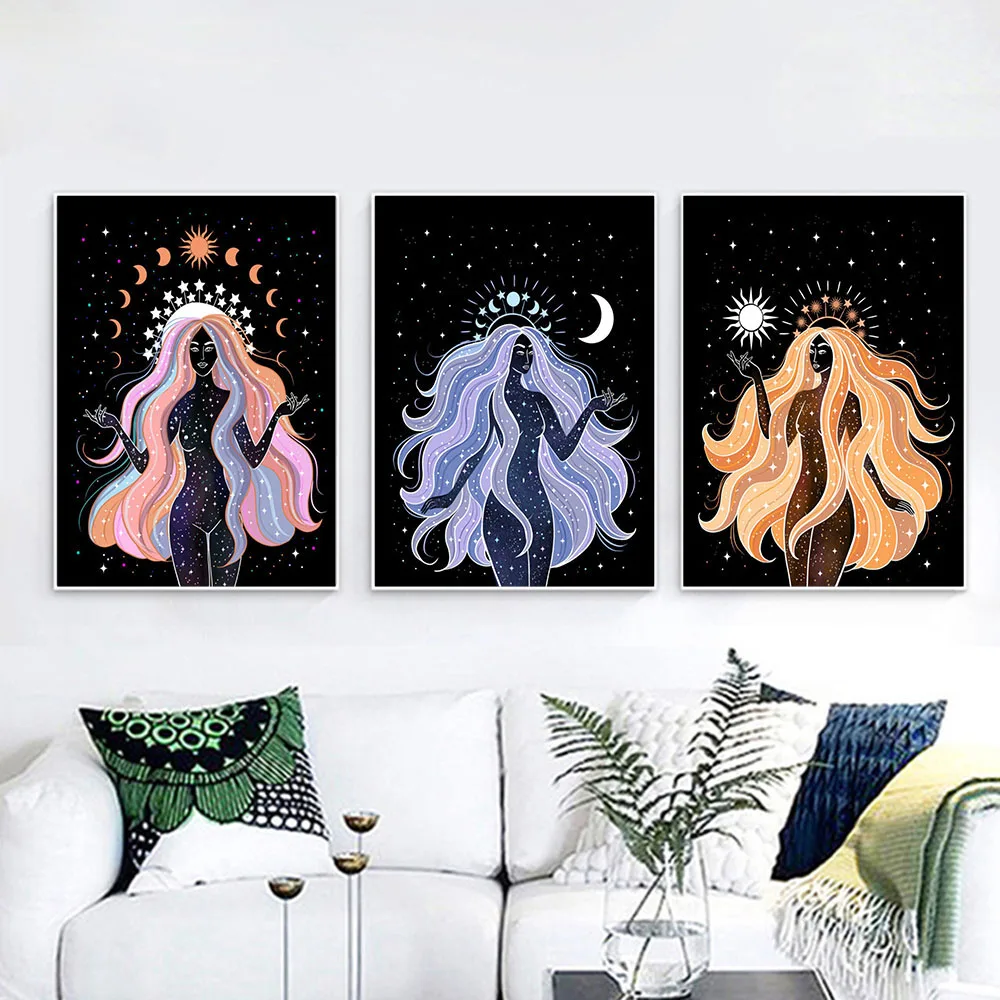 Nordic Summer Solstice Art Drawing Posters And Prints Celestial Stars ...