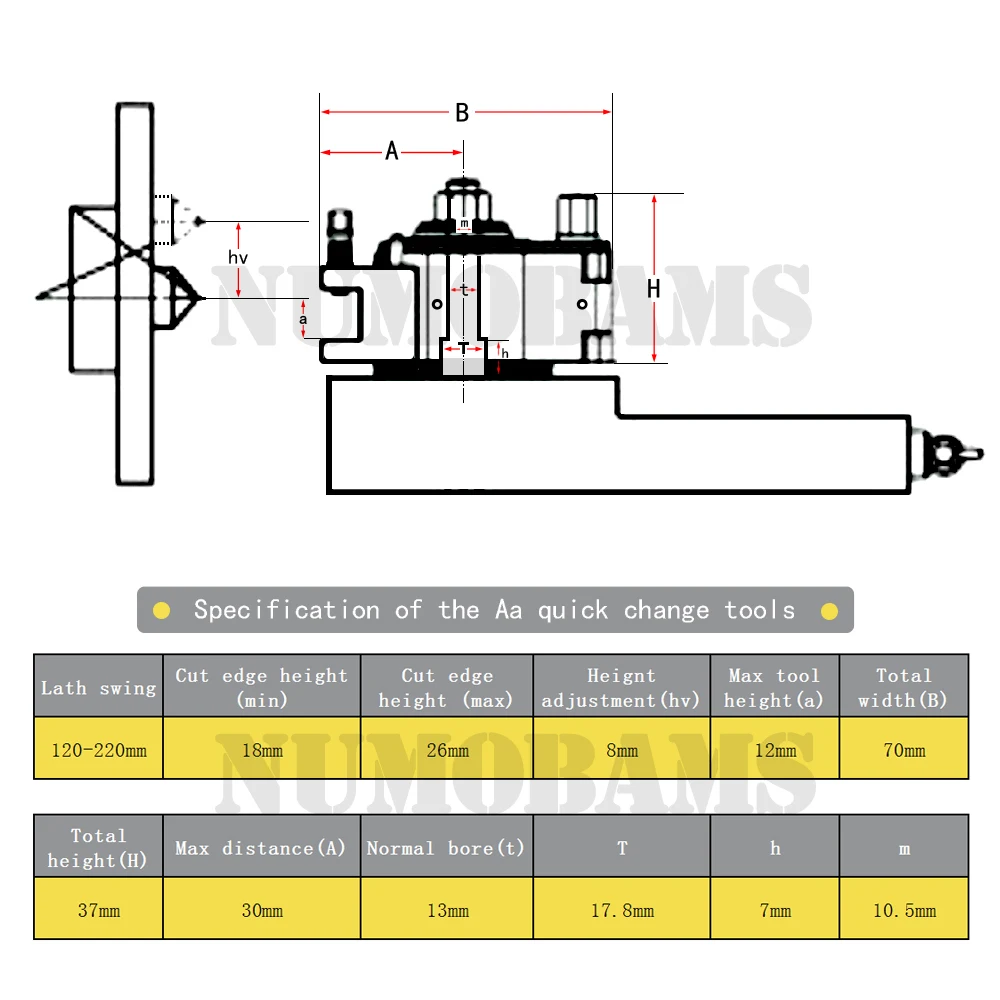 45# Steel Aa Quick Change Tool Holder for 120-220 Swing over Bed Lathe ...