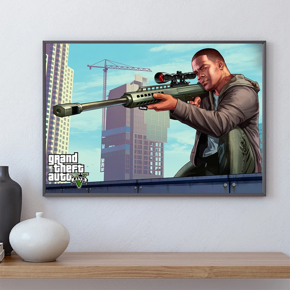 Tableau - Toile,GTA 5 Affiche Toile Art Mural GTA V Jeu Fond D'écran ...