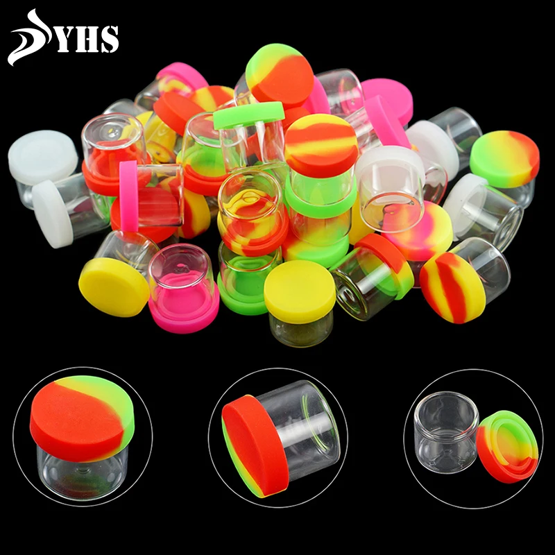 100pcs Hot Food Grade Non-stick Dab Glass Jars Wax Container 6ml Jars ...