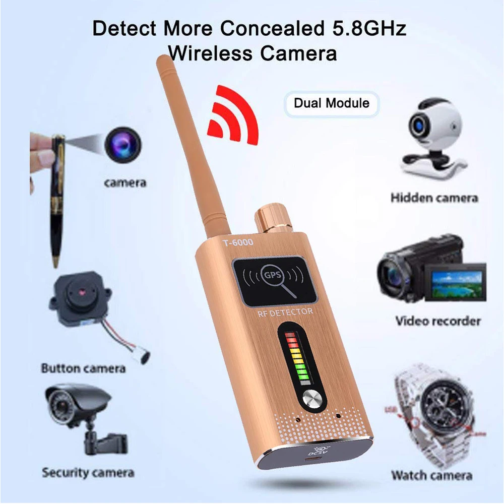 T6060 bug wiretap gps jammer signal blocker bug detector spy camera ...