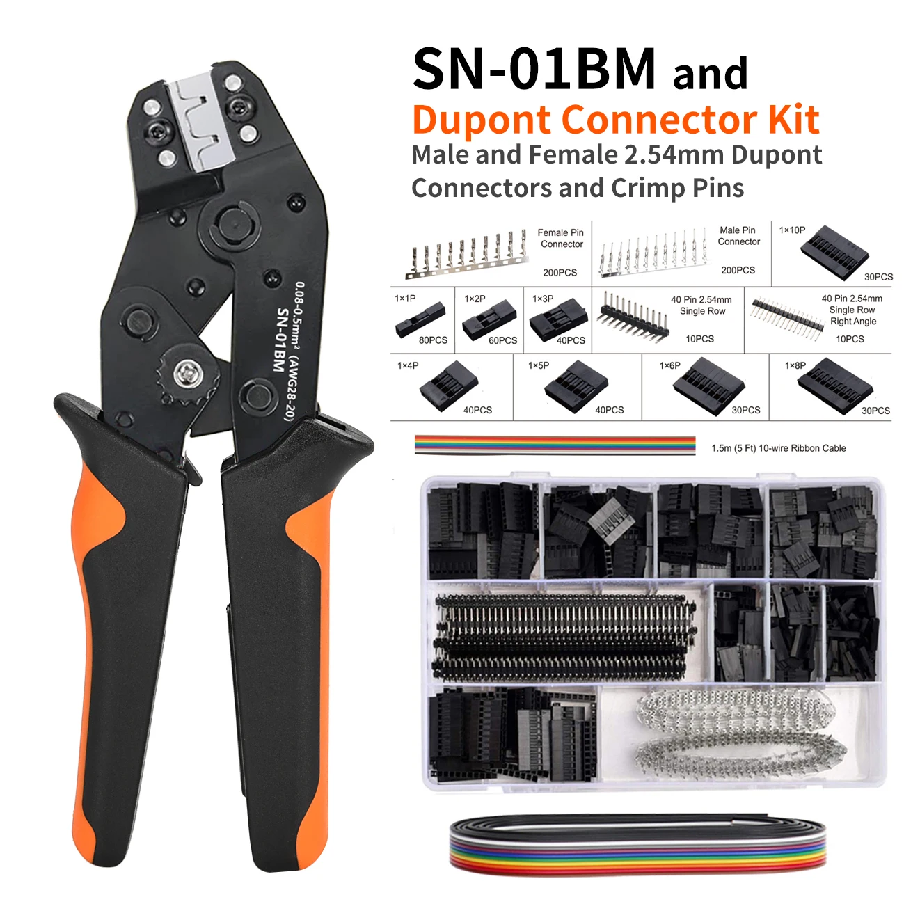 Sn-01Bm Crimping Tool Kit Ratcheting Crimper 1550Db 2,54 Mm-Es Dupont ...