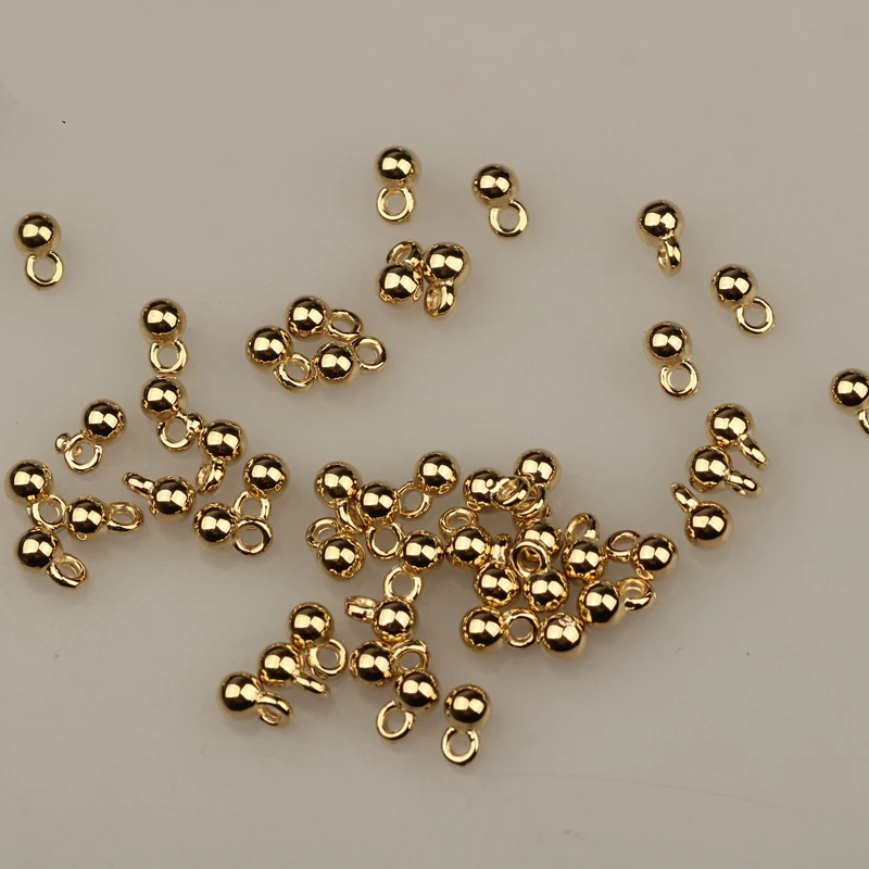 200pcs/lot 3*6MM Gold Metal Plated CCB Round Ball Tail Extender Chain ...