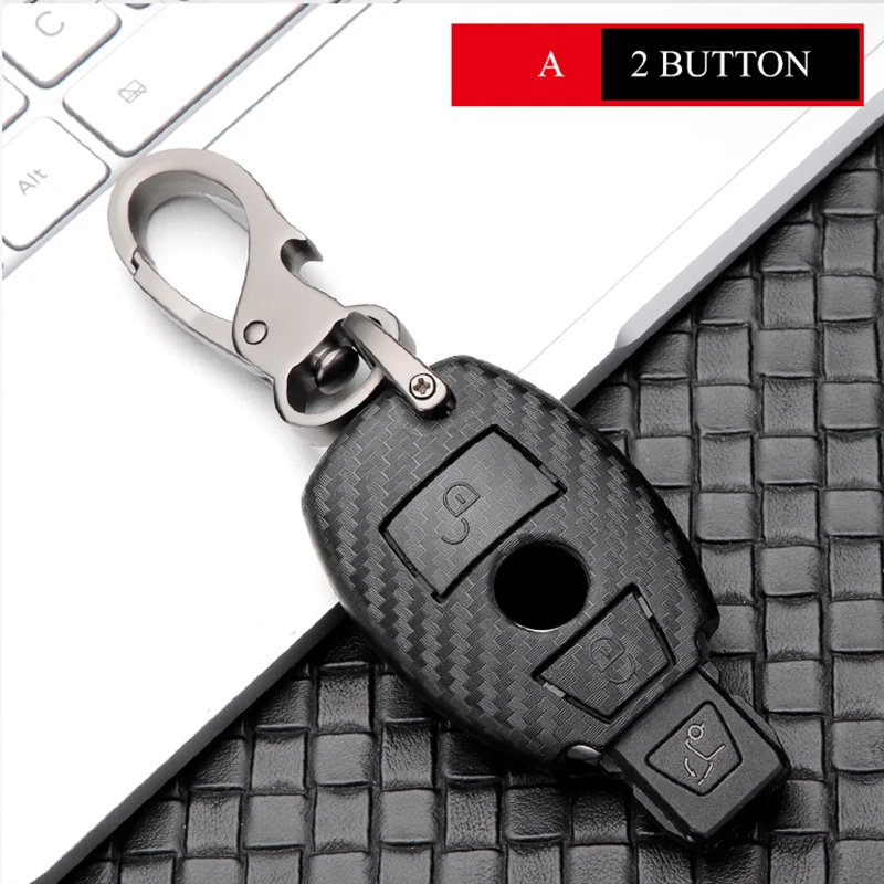 Carbon-Fiber-Car-Keychain-Key-Ring-Case-For-Mercedes-Benz-Cls-Cla-Gl-R ...