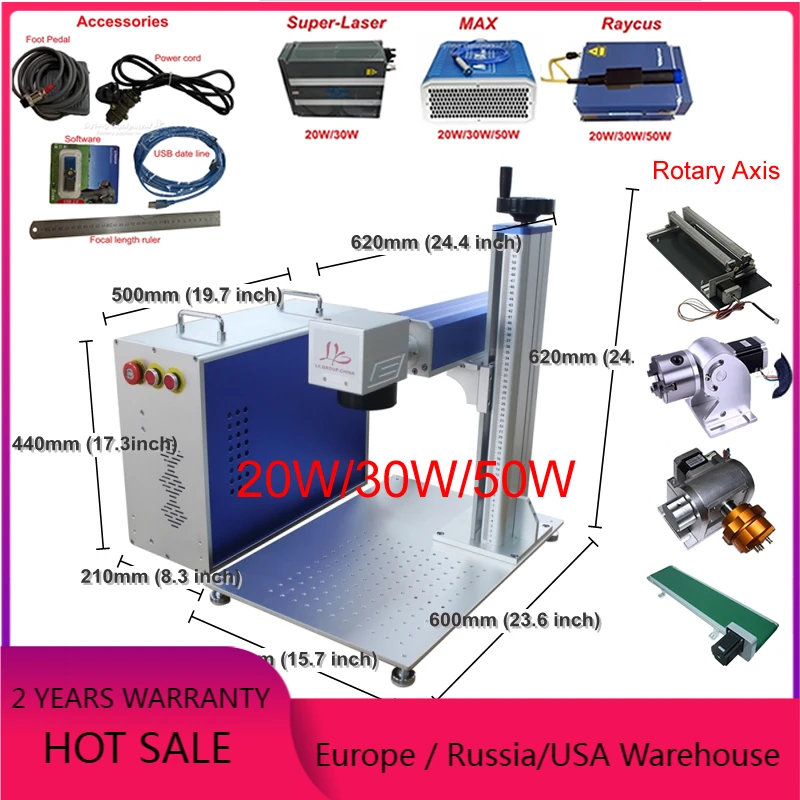 30W Separated Fiber Laser Marking Machine 20w Raycus Metal Engraving ...