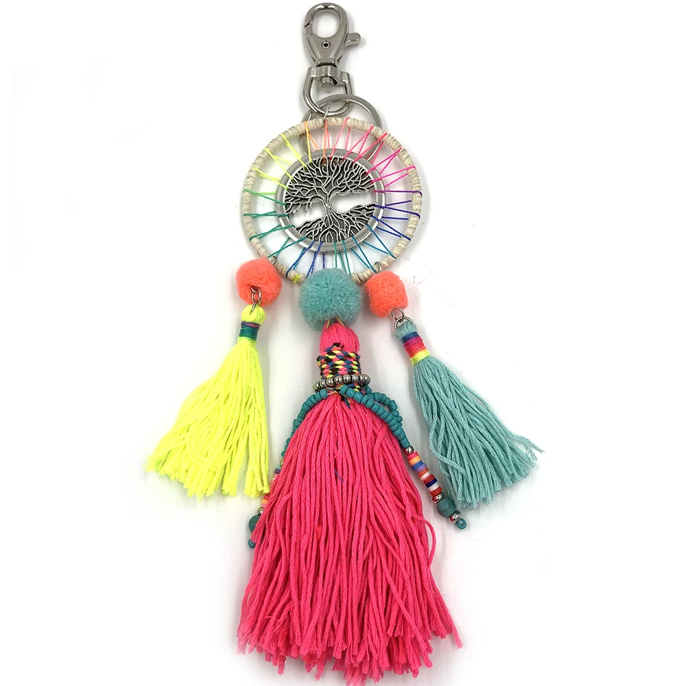 2020 New Tassel Life Tree Pendant Keychain Boho Key Rings Bohemian Big ...