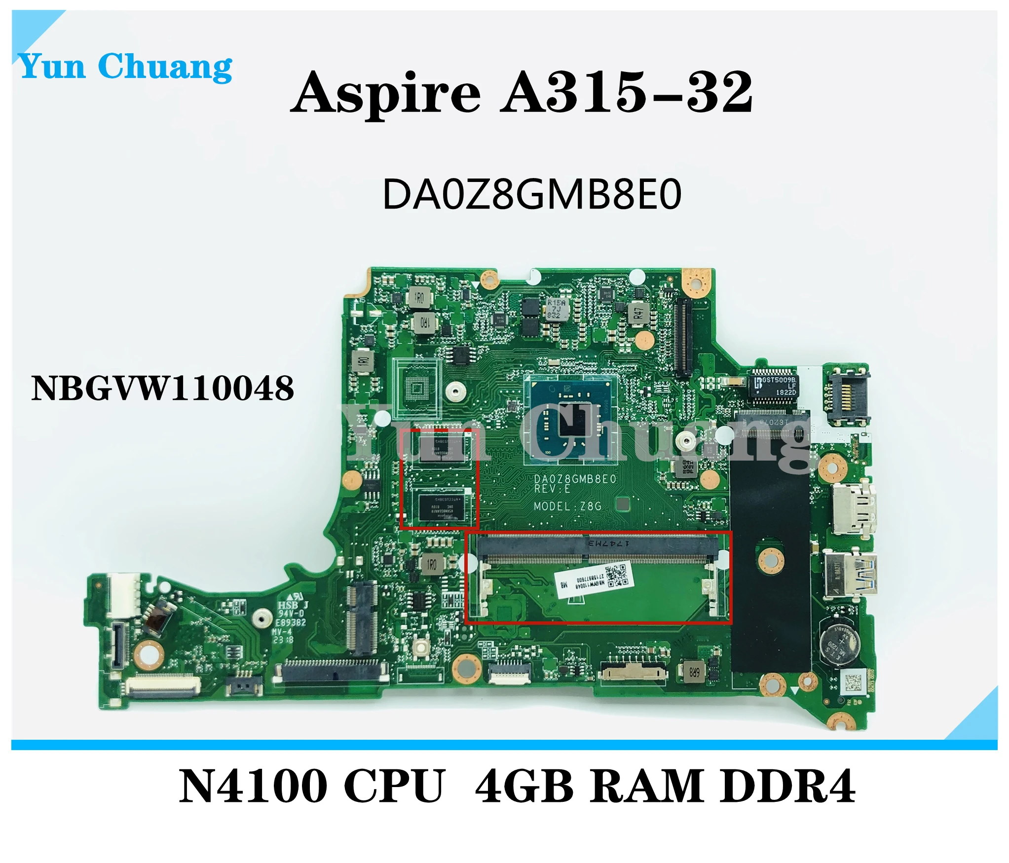 DA0Z8GMB8E0 DA0Z8GMB8F0 Mainboard For Acer Aspire A315-32 Z8G laptop ...