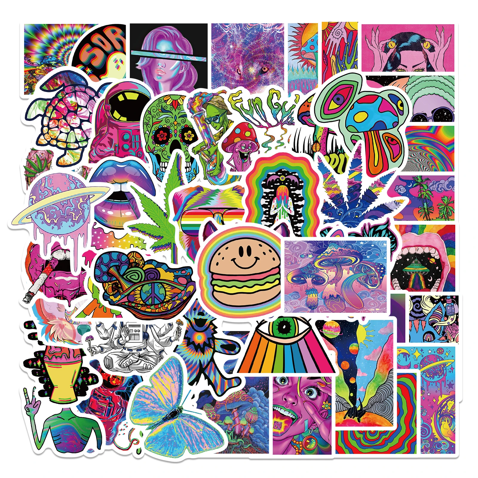 25/52PCS Cartoon Colorful Psychedelic Trippy Stickers Aesthetics Laptop ...
