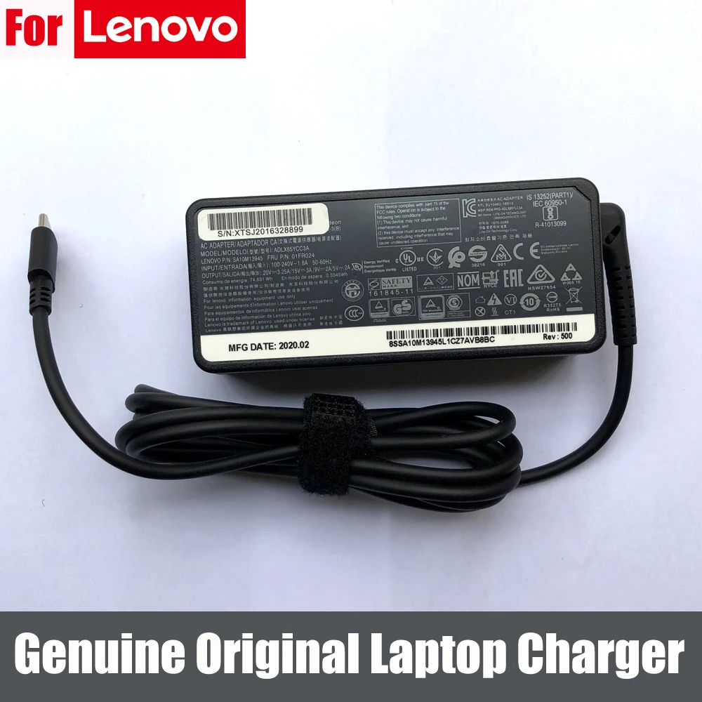 GENUINE-65W-USB-C-Type-C-Power-Supply-AC-Adapter-for-ThinkPad-T480-T490 ...