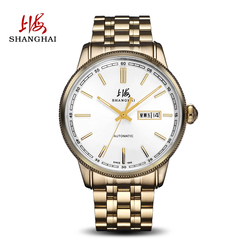 Shanghai Watch Men's Genuine Couple Casual Simple Waterproof Golden ...