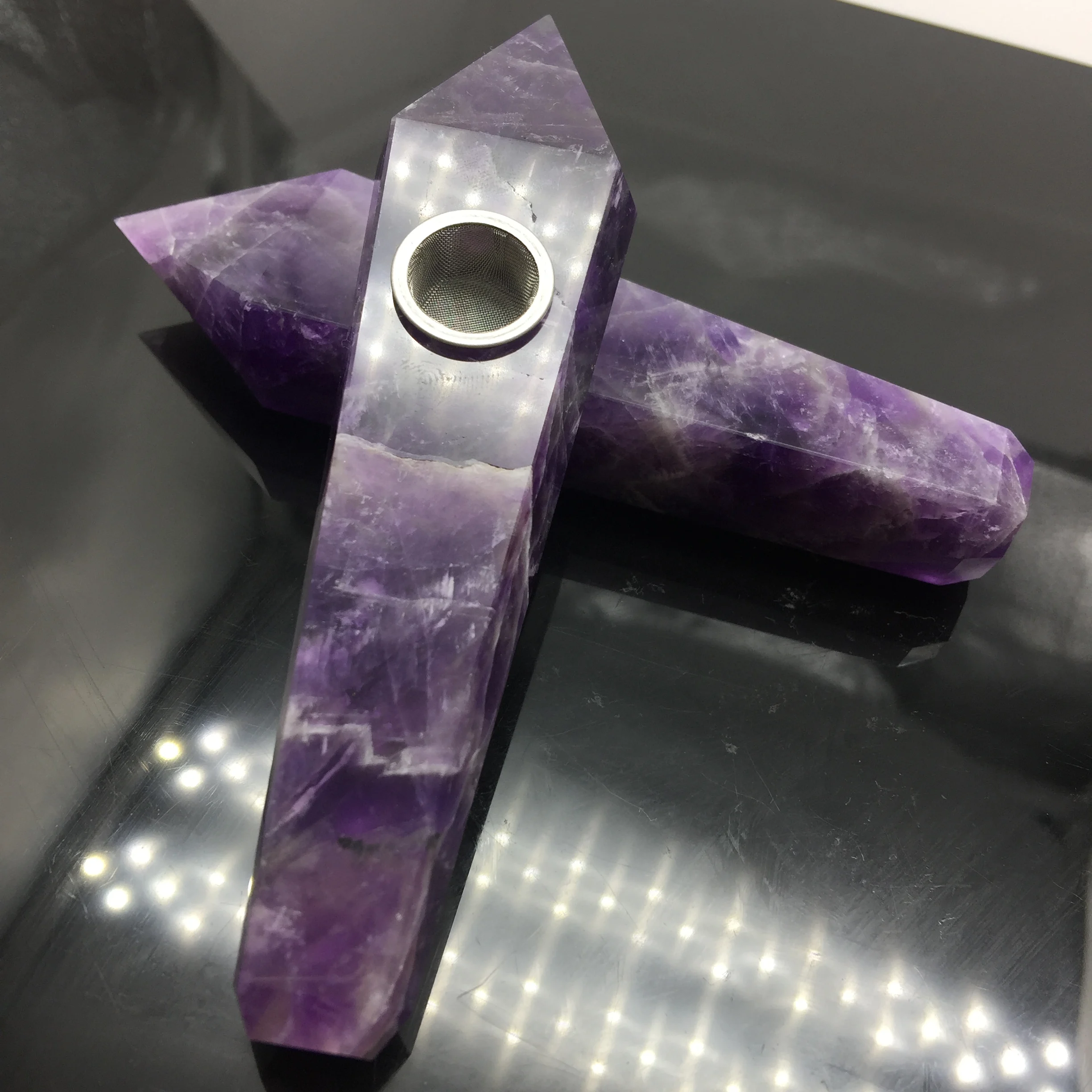 Art & Collectibles Amethyst Crystal Natural Stone Smoking Pipe Set ...