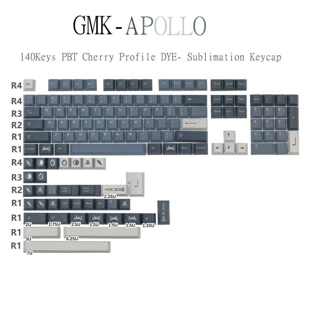 Gmk Apollo Keycaps 140 Keys Pbt Cherry Profile Dye-sublimation ...