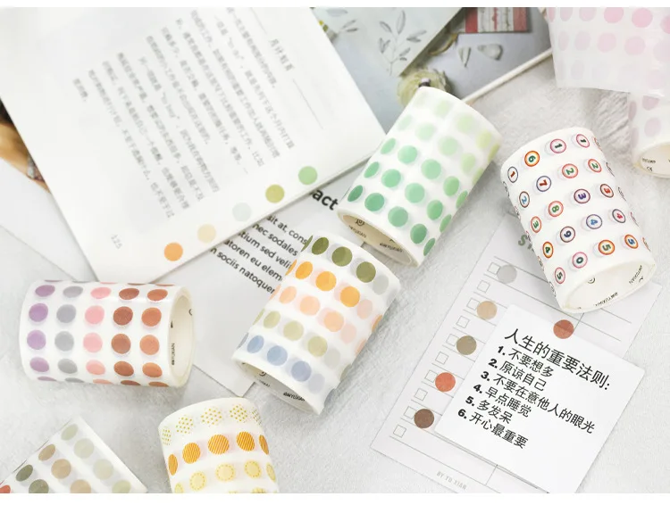 6 cm wide basis Salt Dots Masking Washi Tape round Decorative Adhesive ...