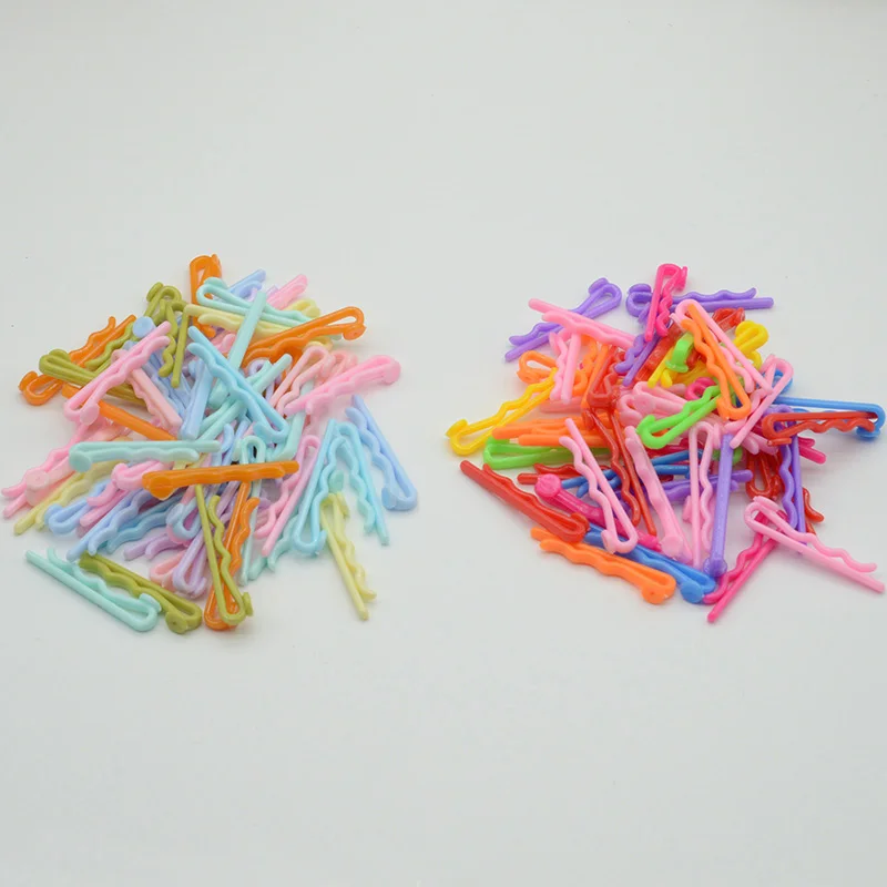 100PCS-4-5cm-Colorful-Waved-Plastic-Bobby-Pins-Clips-with-Pad-for-DIY ...