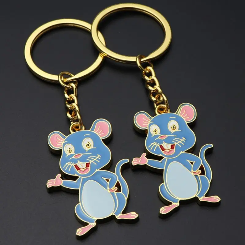 Cute 2020 New Year Gift Mascot Blue Mouse Animals Keychain Alloy ...