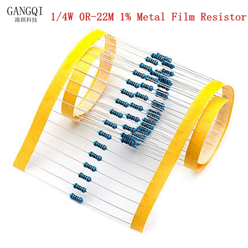 100PCS 1/4W 0R-22M 1% Metal Film Resistor 0.25W 0 2.2 10 100 120 150 ...