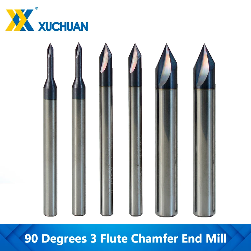 3 Flute Chamfer Milling Cutter 60/90/120 Degrees CNC Router Bit 2 12mm ...