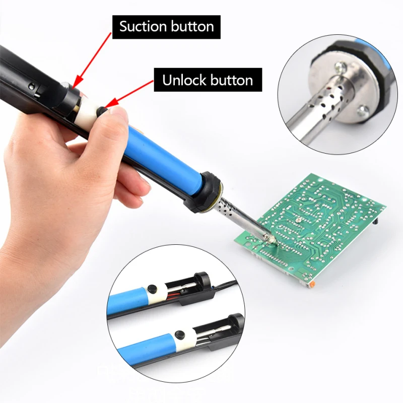 Poste a souder,Pompe d'aspiration de soudure à dessouder fournitures d'étain-aspirateur 40W ...