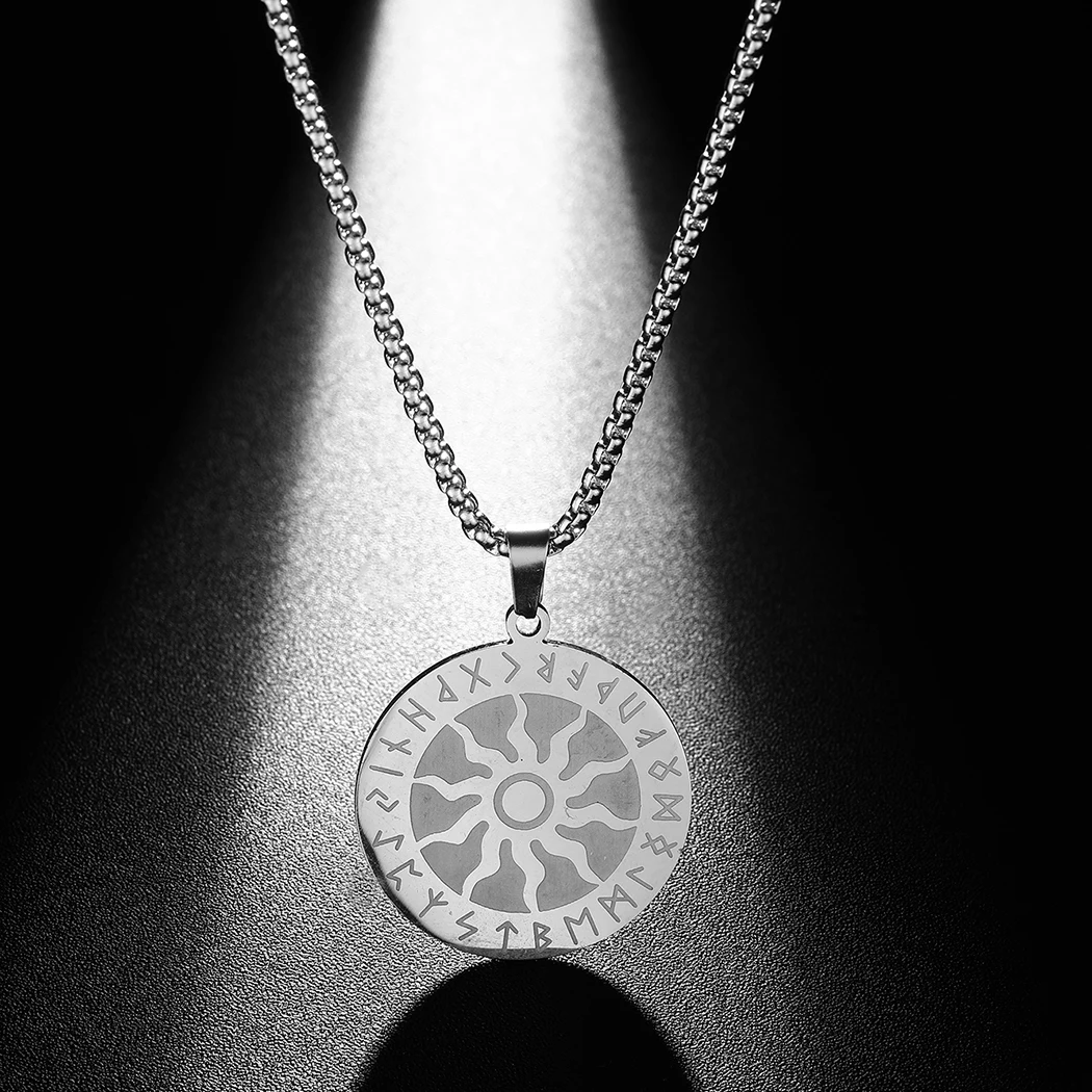 Kinitial Viking Sun Wheel Pendant Necklace Kolovrat Sun Symbol Slavic ...