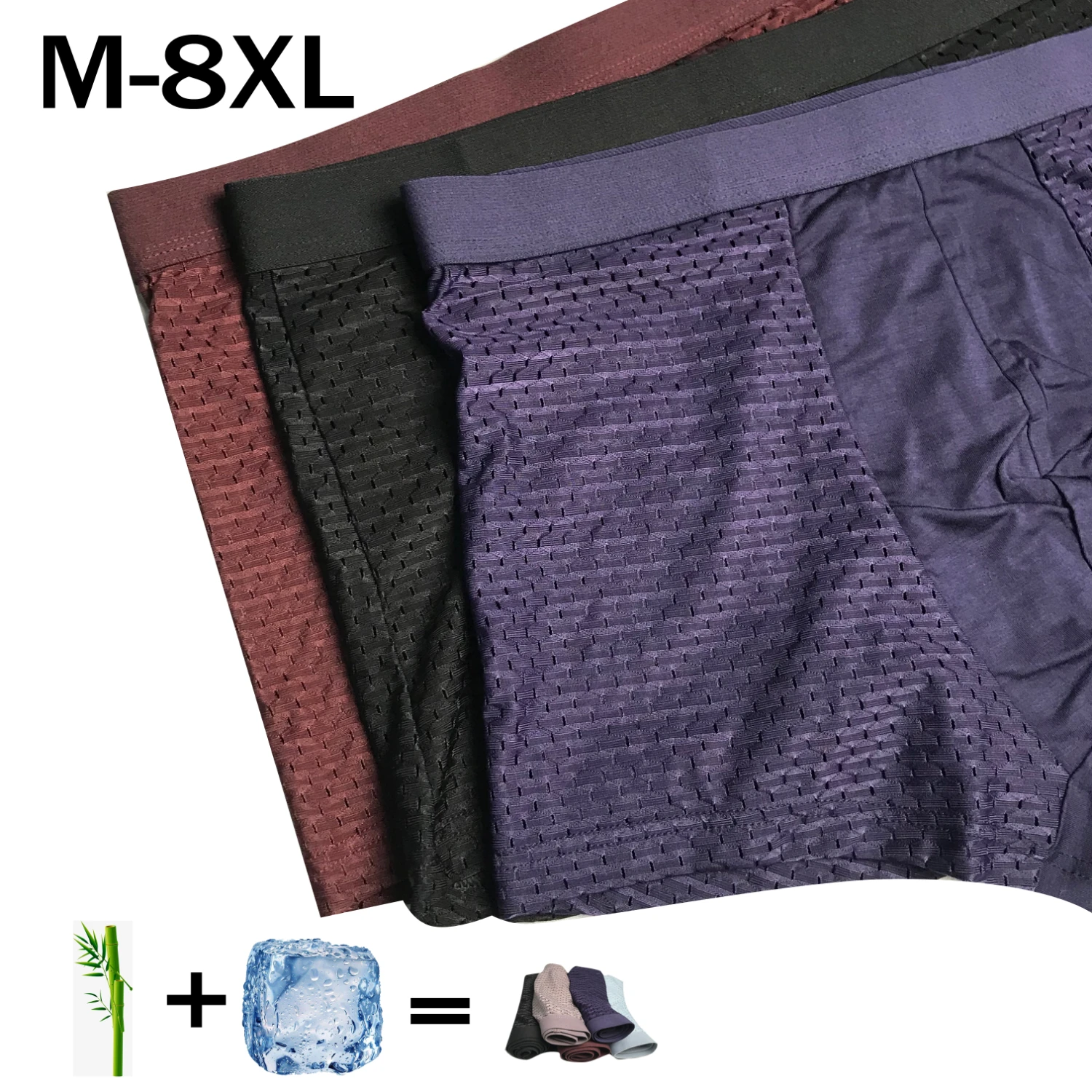 9XL 10XL 4pcs/lot Bamboo Fiber Men's Boxer Pantie Underpant plus size XXXXL large shorts ...