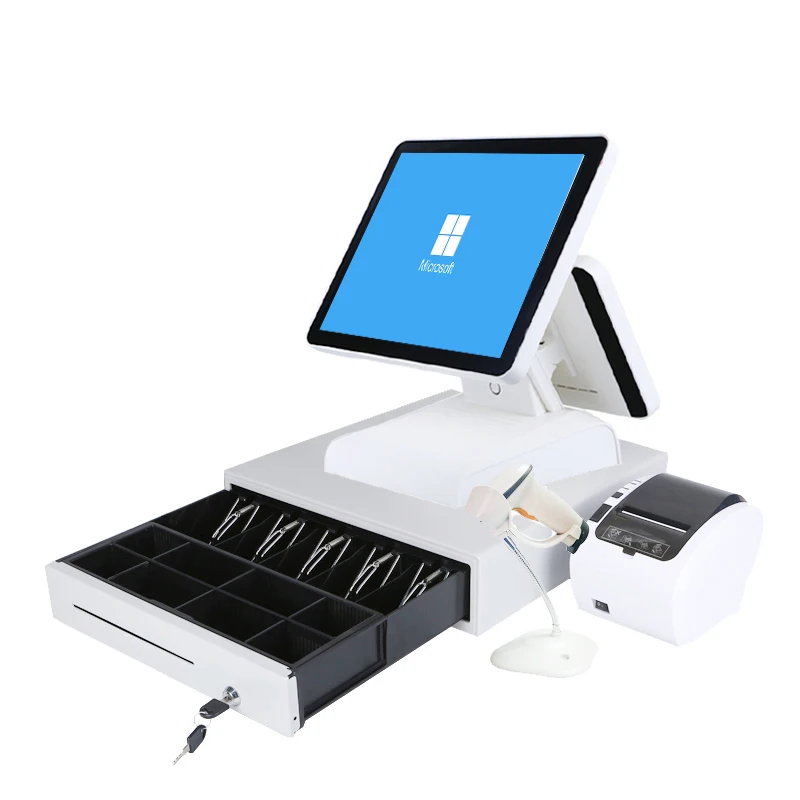 Full-set-of-dual-sreen-15-12inch-pos-machine-cash-register-point-of ...