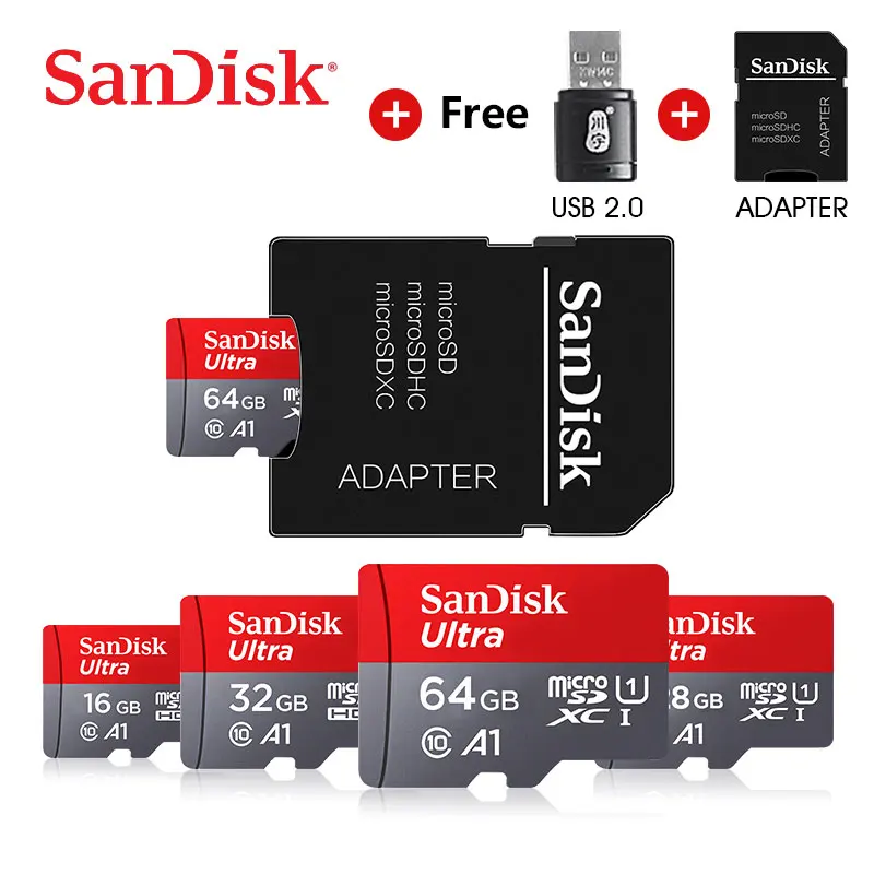 Новое поступление sandisk микро SD карты A1 64 Гб 128 200 256 100 МБ/с ...