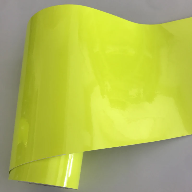 20cm 30cm 50cm Width Neon Fluorescent Yellow Adhesive Vinyl Roll For ...