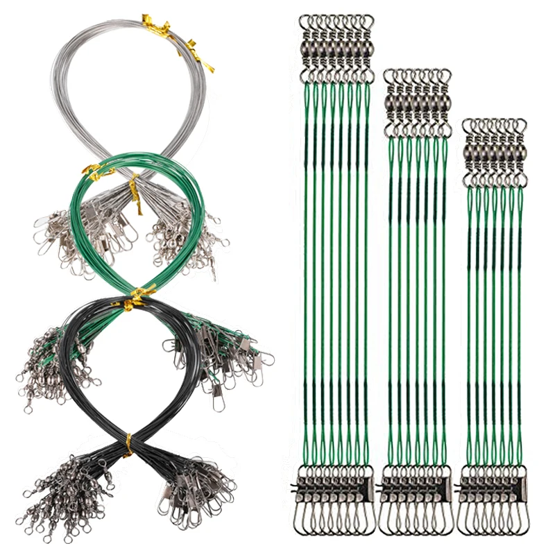 20pcs-Fishing-Leader-Line-Anti-Bite-Stainless-Steel-Wire-with-Swivels ...