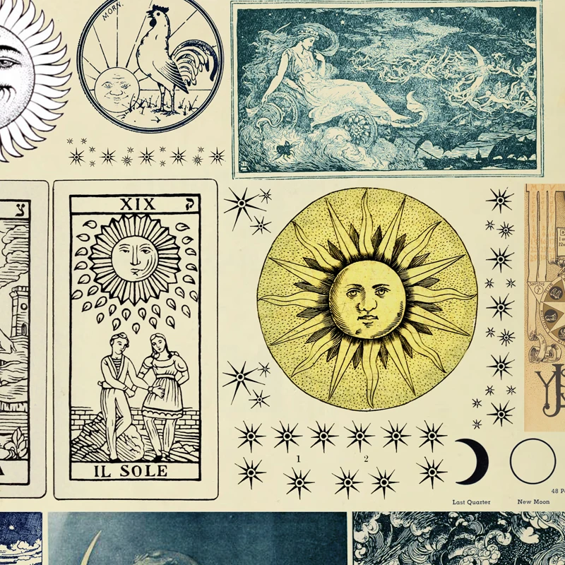 Vintage Sun And Moon Illustration