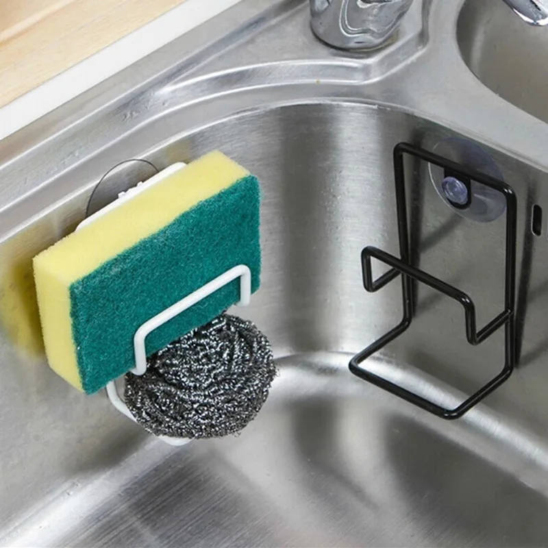 Metal Suction Cup Sink Drain Rack Wall Sucker Sponge Storage Drying ...