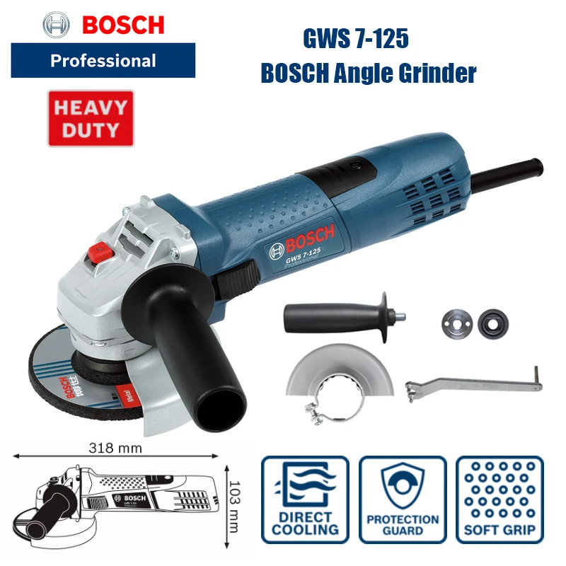 Bosch Power Tool Angle Grinder Gws7-100/125 High Power Cutting Machine ...