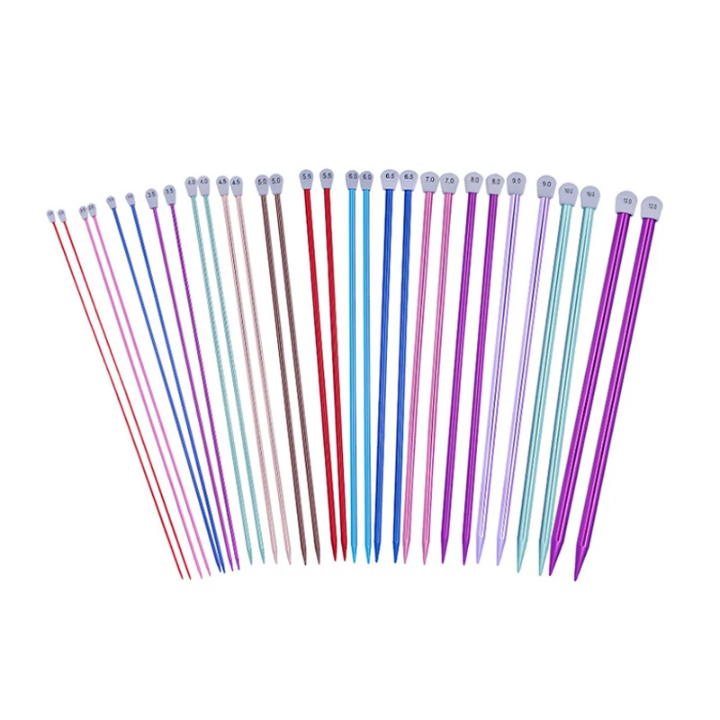 2Pcs-Set-35cm-Single-Pointed-Knitting-Needles-Pins-Straight-Aluminum ...