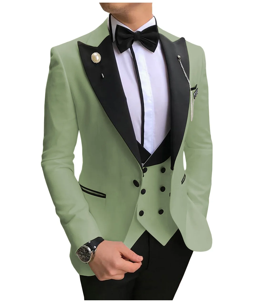 Custom-Made-Classic-Army-Green-Men-Suits-Peak-Lapel-Best-Man-Broom ...
