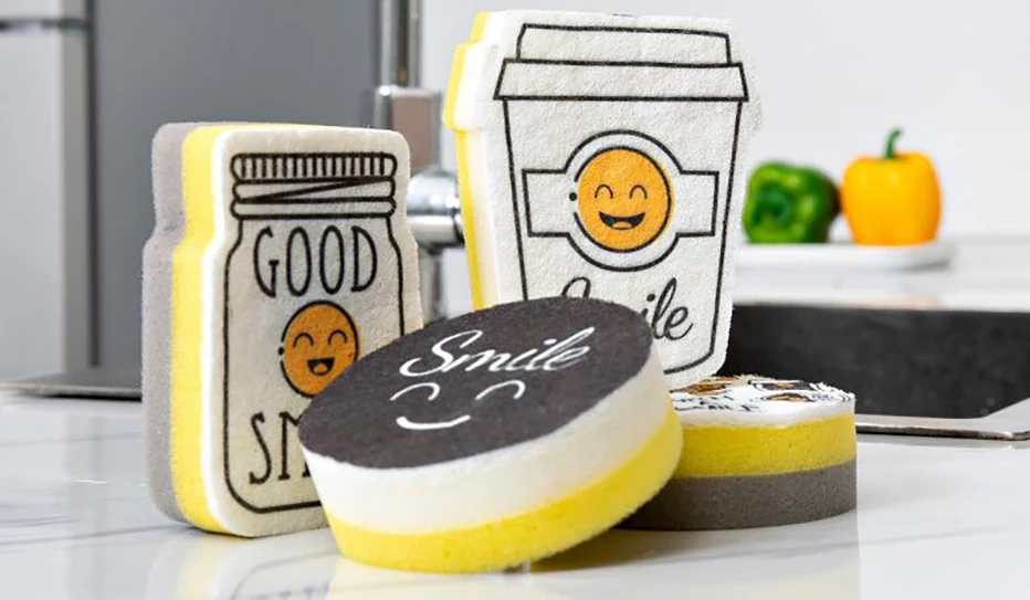 EPONGE - TAMPON A RECURER,--Éponges de nettoyage smiley 4 pièces ...