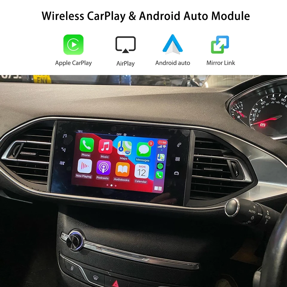 Wired and Wireless Apple CarPlay for Peugeot 308 508 208 2008 2013-2018 ...