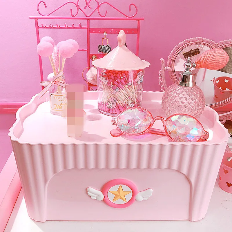 Card Captor Sakura Cosplay Desktop Pink Plastic Toiletries Storage Box ...