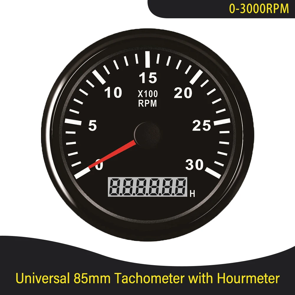 85mm Diesel Engine Tachometer With Digital Hourmeter 3k 4k 6k 7k 8k Rpm ...