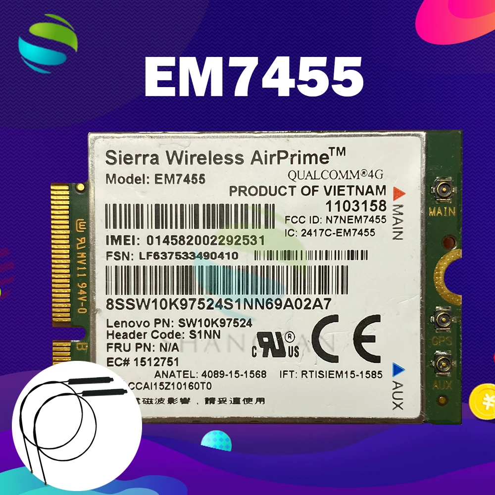 4G LTE WWAN KARTE für Sierra Wireless Airprime EM7455 GOBI6000 FRU ...