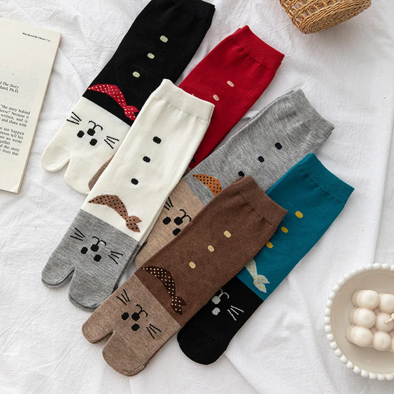 Funny-Socks-Cute-Cat-2-Toed-Tabi-Sock-Japanese-Style-Young-Women-Girls ...