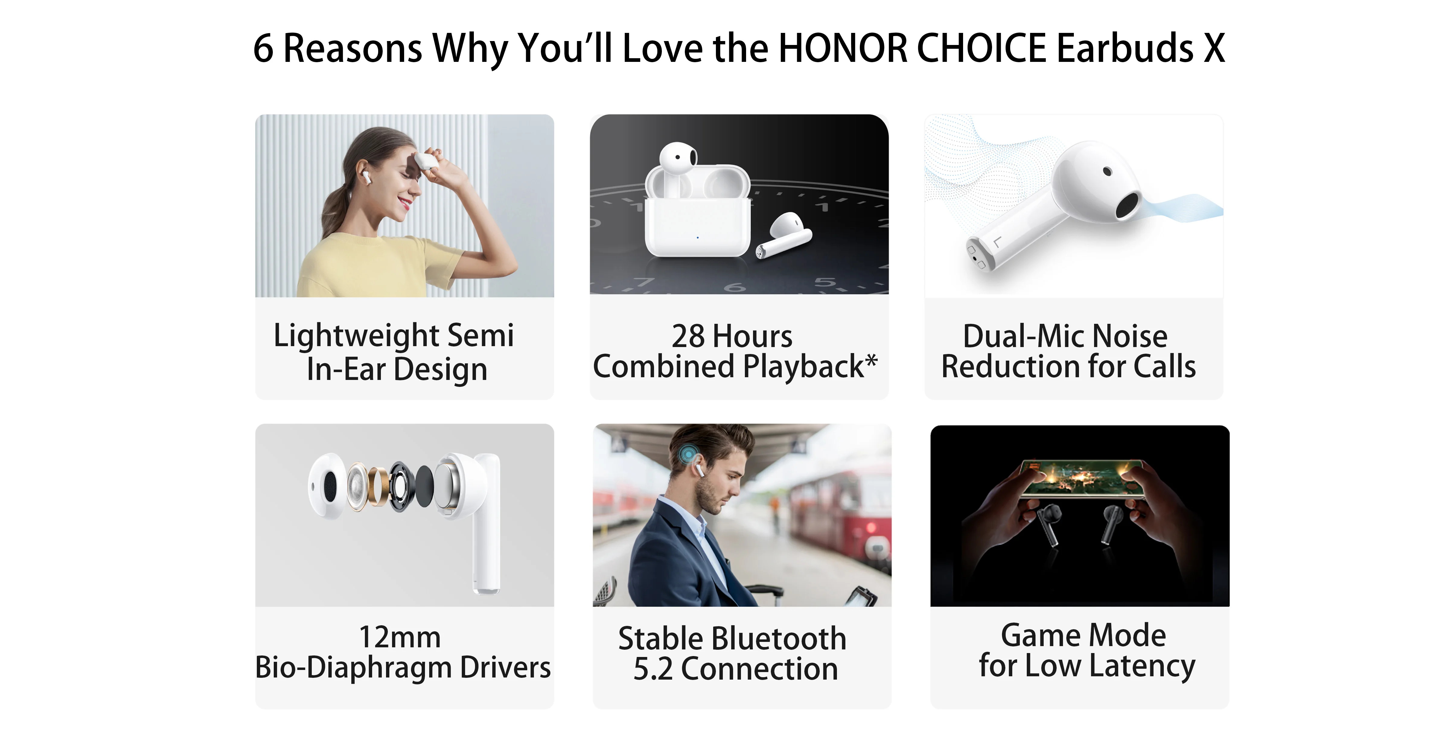 Honor Choice Earbuds X Global Version Tws Bluetooth 5.2 28 Hours Long ...