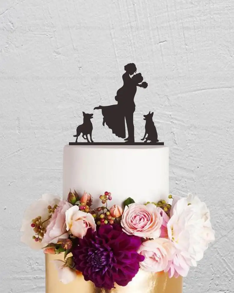 Topper de pastel de novia y novio con perro, Topper de pastel de boda ...